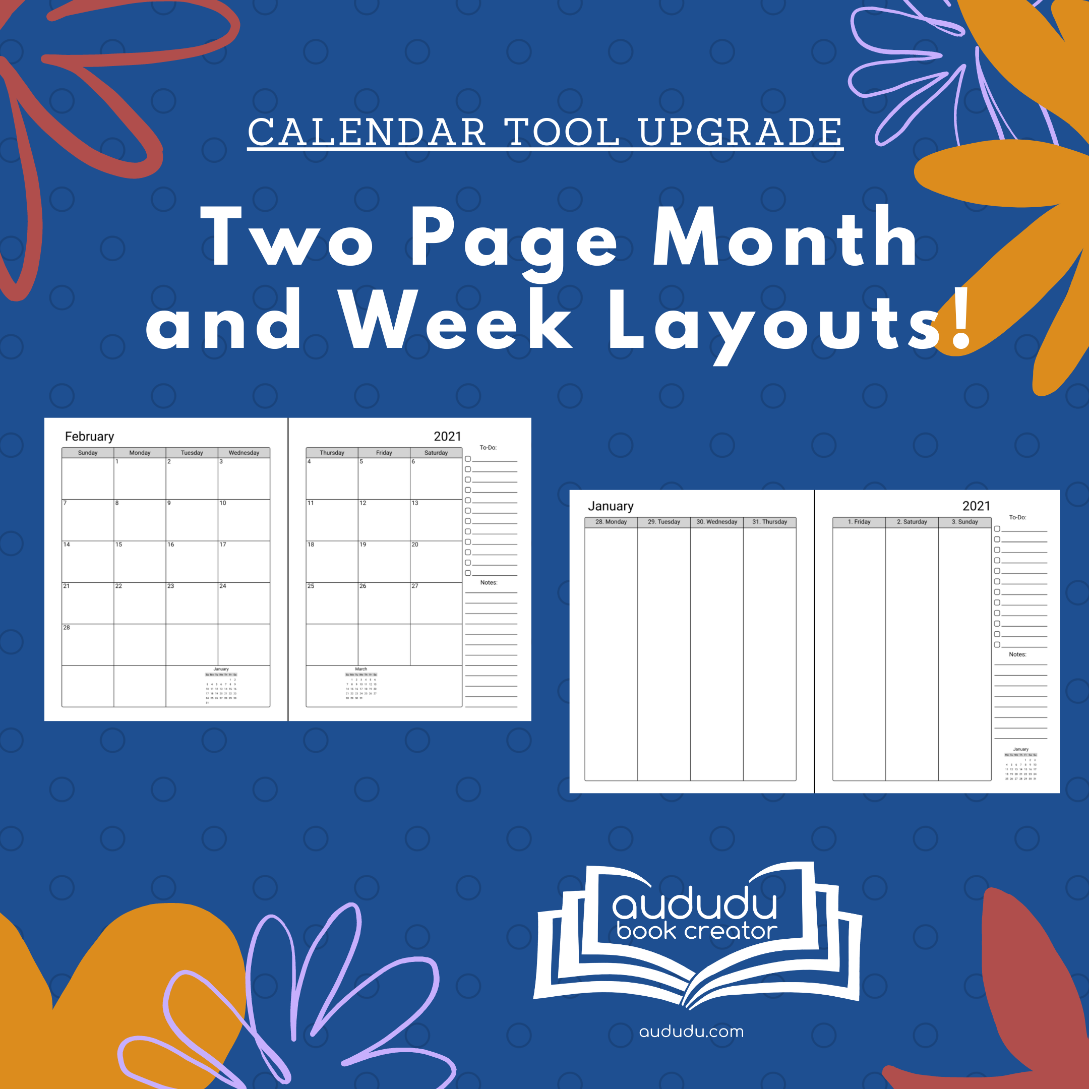 Two Page Month and Week Option added to Calendar Tool - A Book Creator Blog