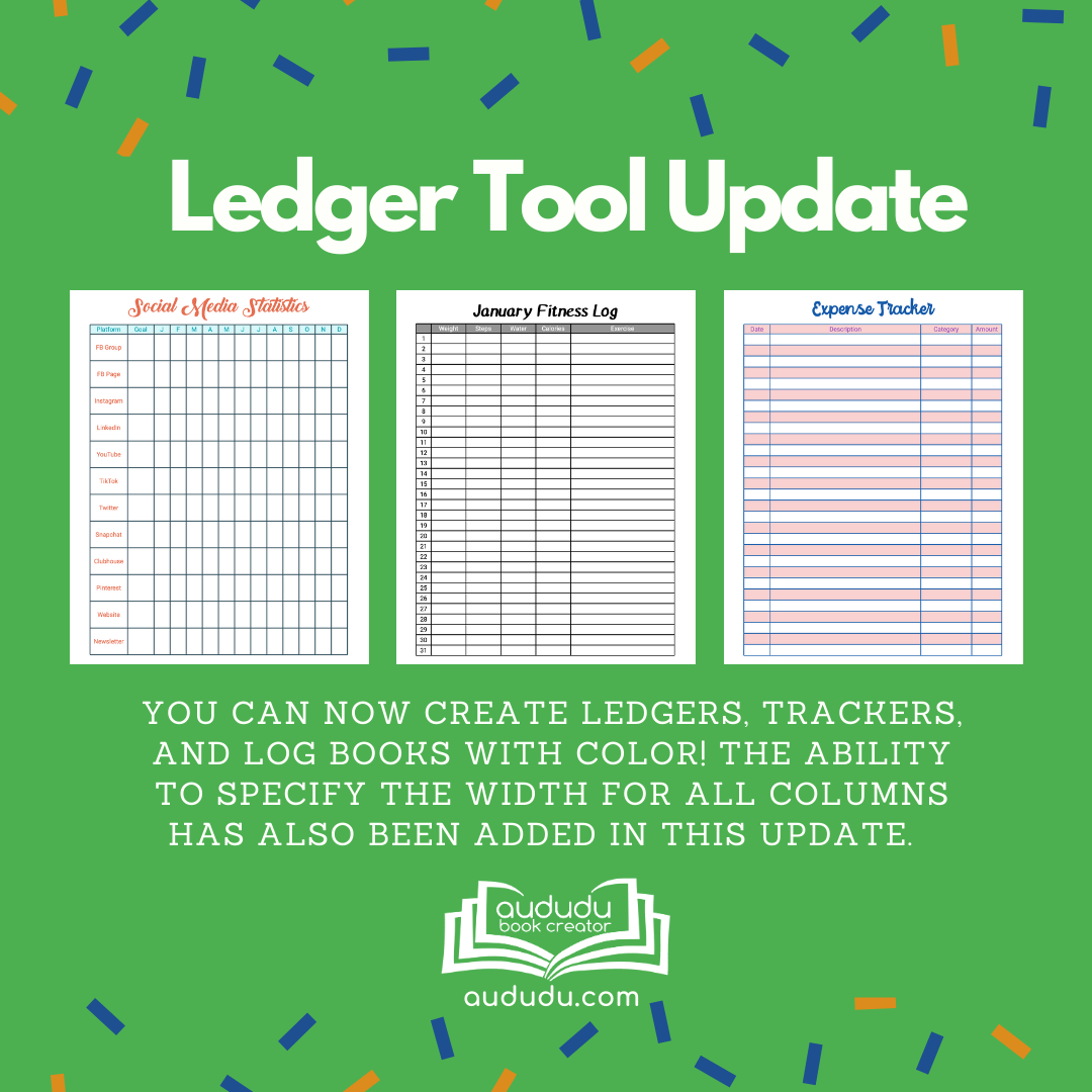 Ledger Tool Update - A Book Creator Blog
